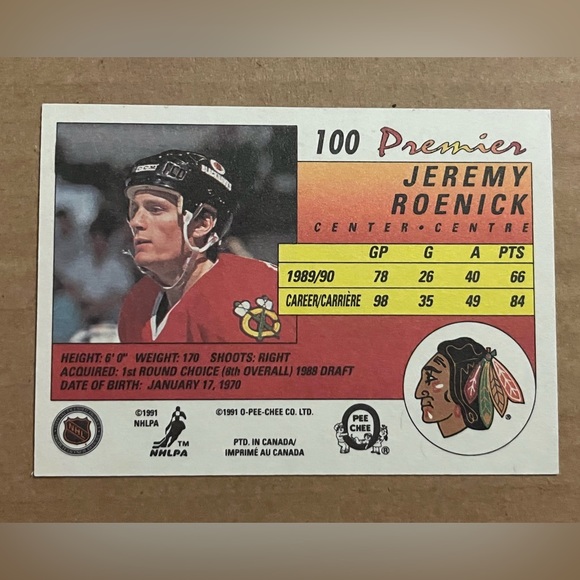O-Pee-Chee | Toys | 52 Jeremy Roenick 99091 Opeechee Premier Rookie Rc ...